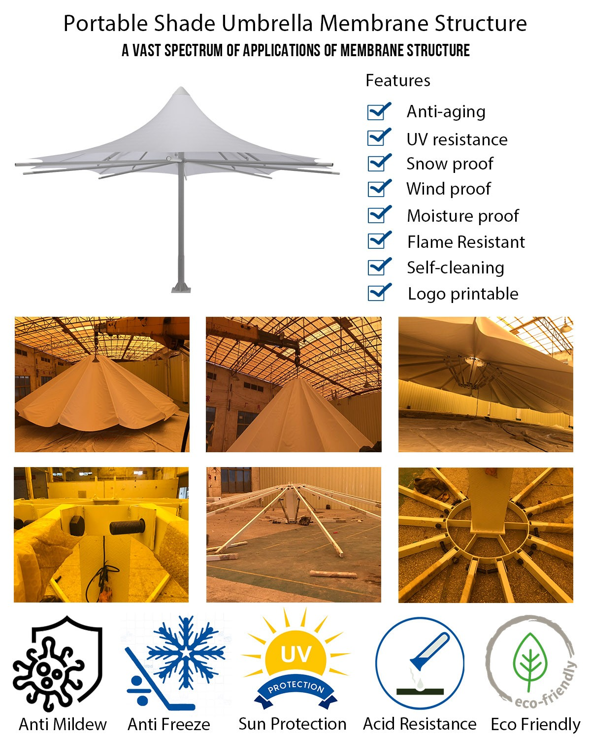 Portable Shade Umbrella Membrane Structure - Buy architecture structure ...