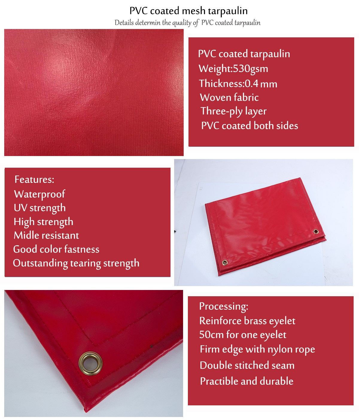 Red Waterproof PVC Coated Tarpaulin - Buy tarpaulin cover, pvc ...