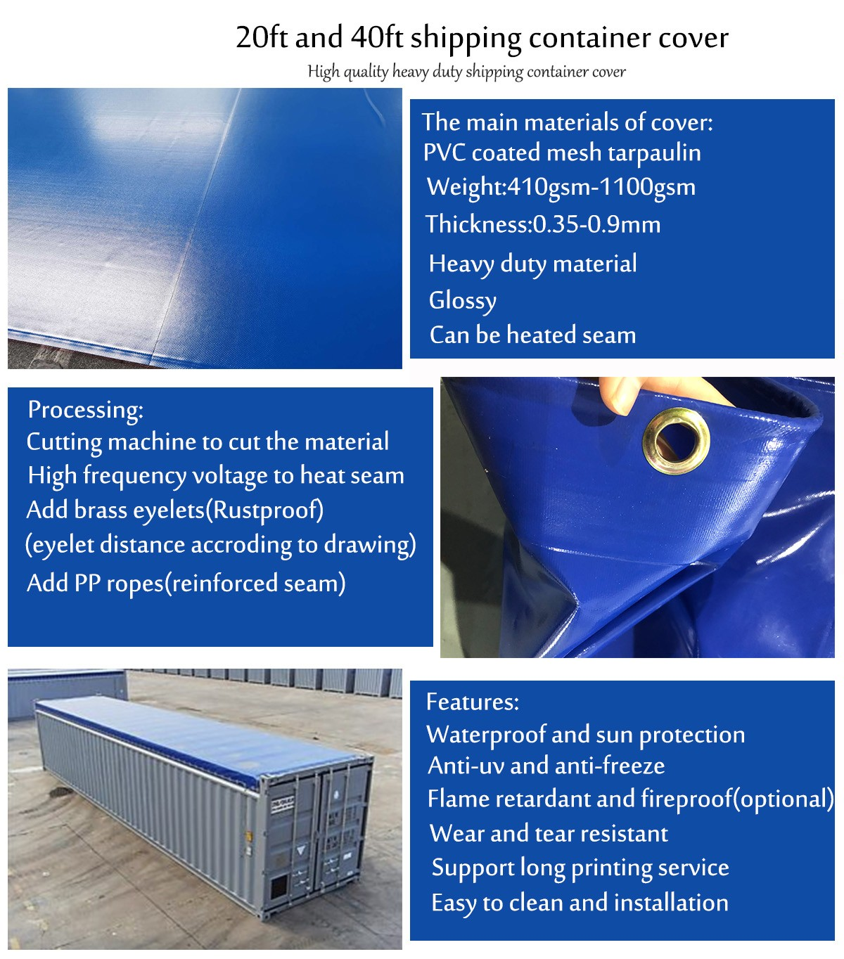 20ft And 40ft Shipping Container Cover - Buy 20ft container tarpaulin ...