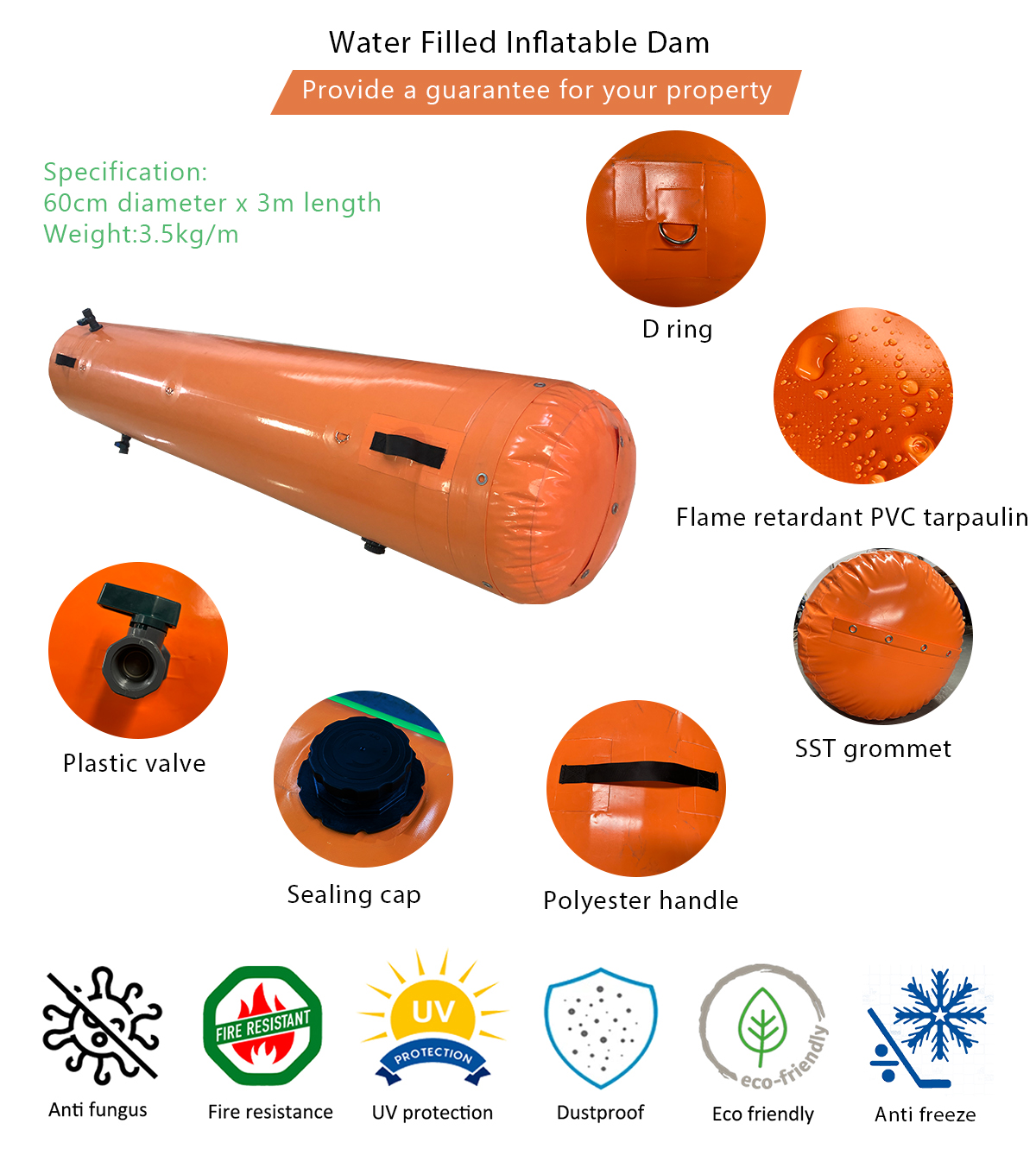 Water Filled Inflatable Dam - Buy quick dam water-filled flood barrier ...