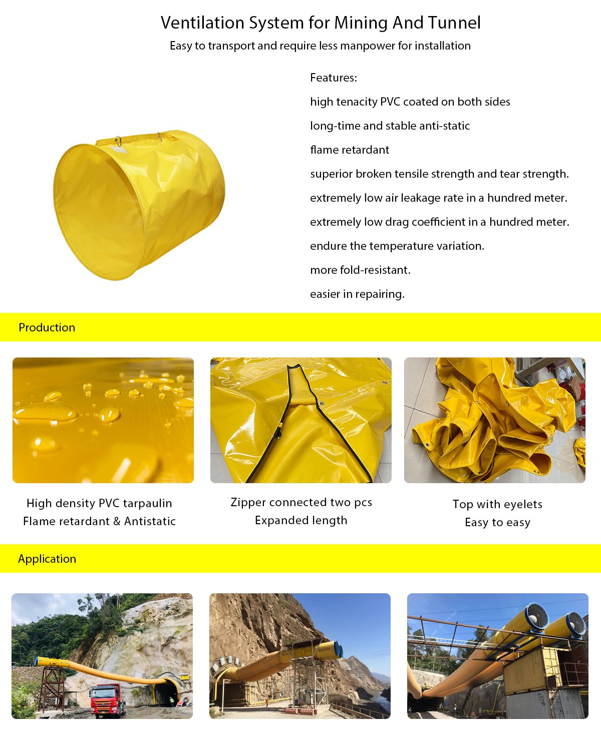 Ventilation System for Mining And Tunnel - Buy flexible air duct hose ...