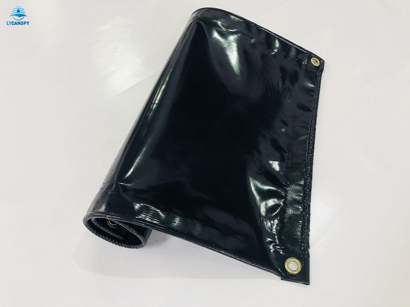 Black PVC Coated Tarp Flame Retardant And Waterproof Cover - Buy black ...